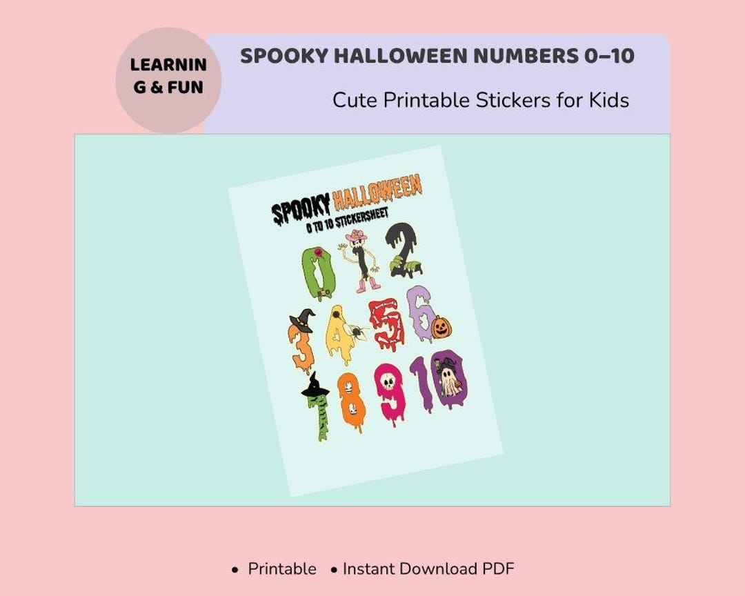 Spooky Halloween Numbers 0–10 | Cute Printable Stickers for Kids ...