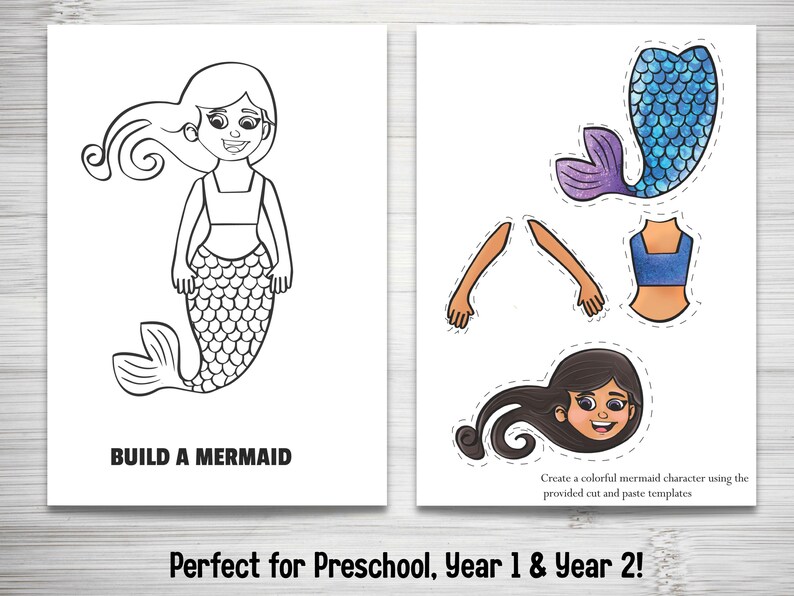 Make a Mermaid Craft for Kids | Mermaid Printable Activity| DIY Cut and ...
