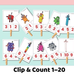 Numberblocks Clip Cards 1–20 | Counting & Number Recognition Activity ...