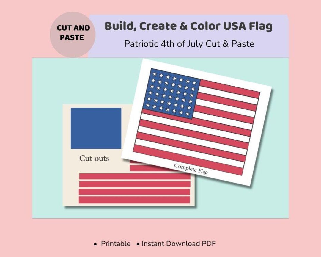 American Flag Craft Printable for Kids | 4th of July Cut & Paste ...