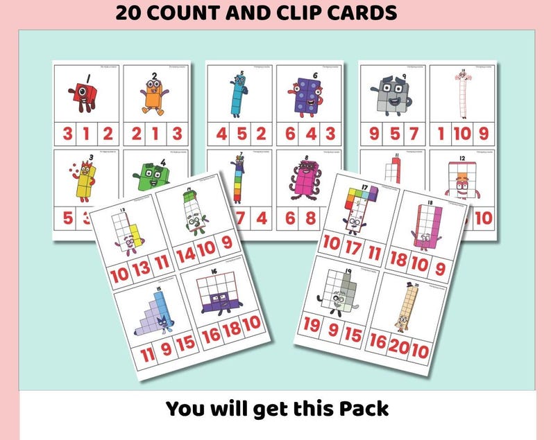 Numberblocks Clip Cards 1–20 | Counting & Number Recognition Activity ...