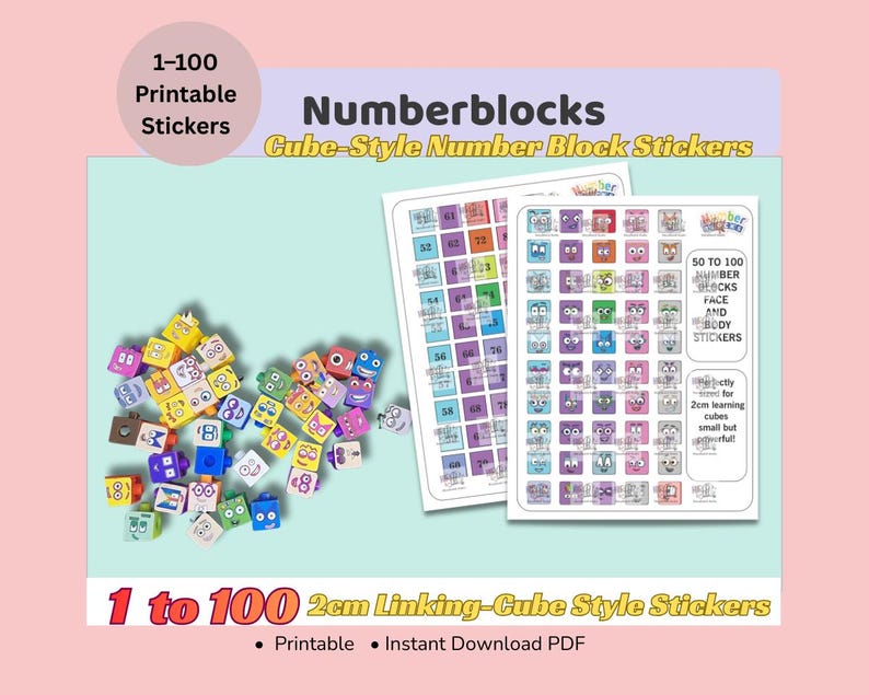 Numberblocks 1–100 Printable Stickers | Fun Math Learning Resources for ...