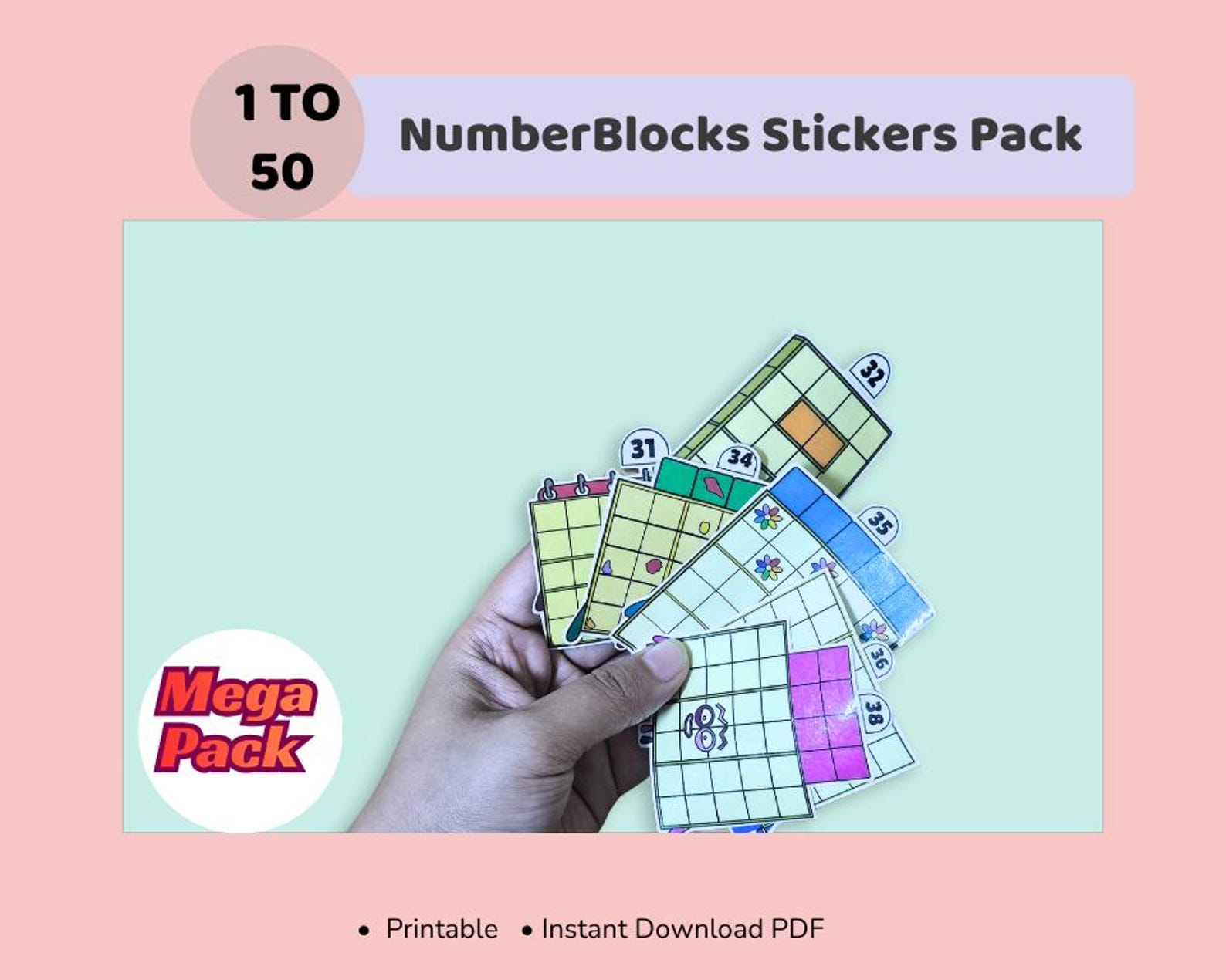 Numberblocks 1-50 Stickers | Printable Body Character Sticker Pack ...