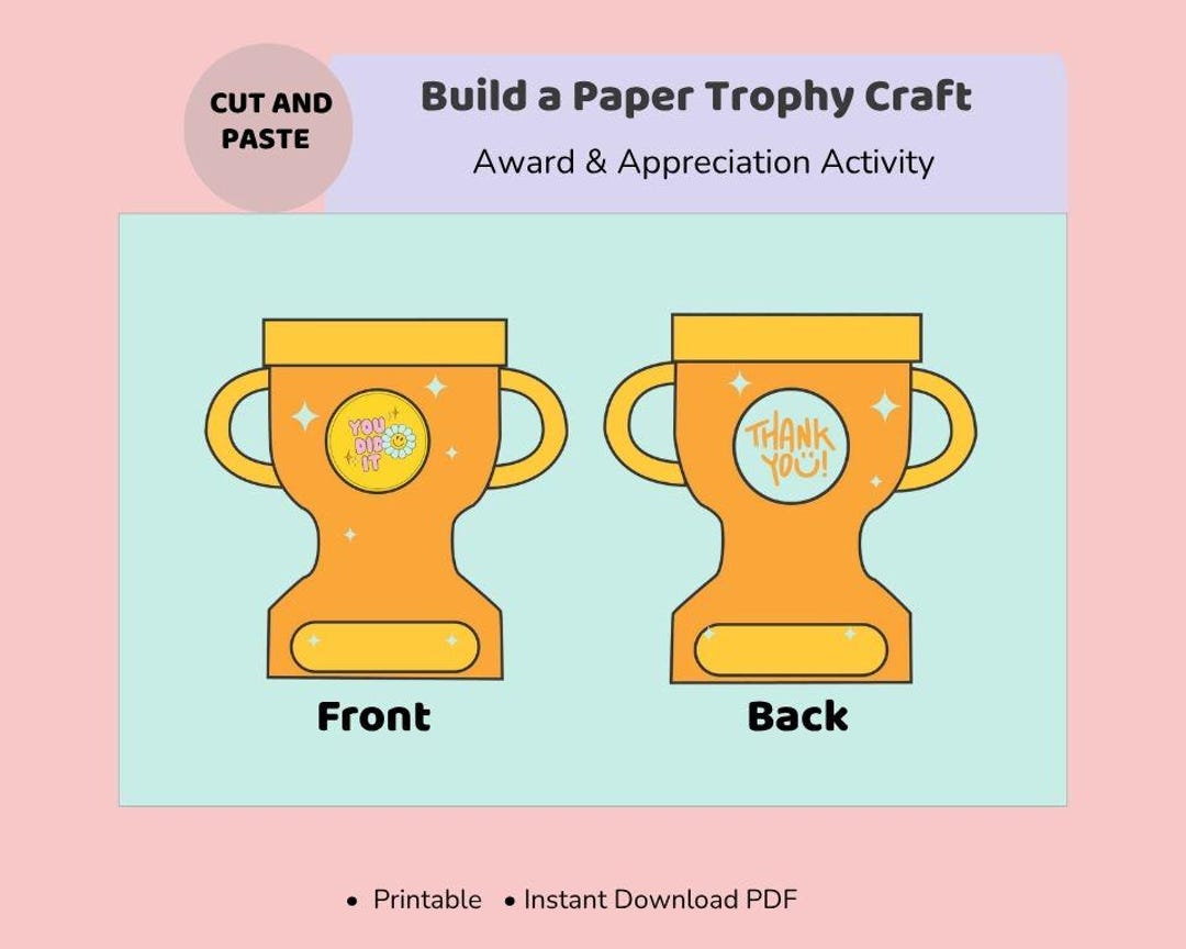 Paper Trophy Craft Printable for Kids | Award Activity | Fun DIY ...