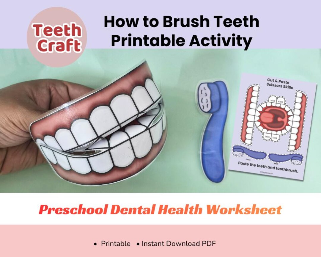 How to Brush Teeth Printable Activity | Cut-and-paste Hook-and-loop ...