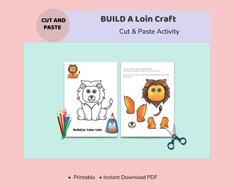 Build-a-lion Craft Printable | Kids Scissor Skills Activity | DIY Lion ...