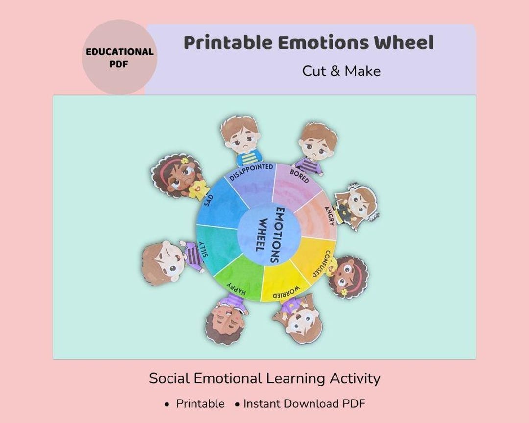 Printable Emotions Wheel for Kids | Interactive Feelings Craft | Social ...