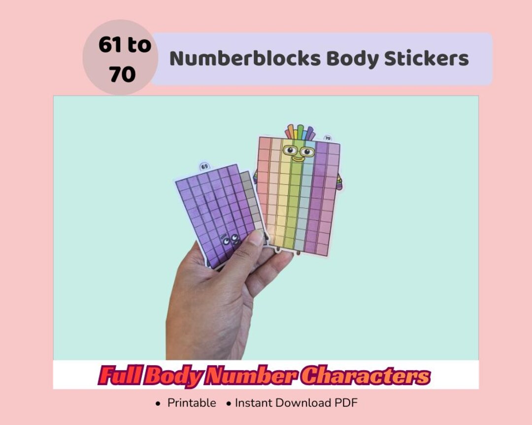 Numberblocks 61-80 Faces Stickers | 2cm Cube Math Printable | Instant ...
