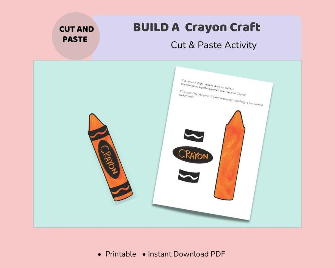 Printable Crayon Name Craft for Kids | Cut and Paste Activity | DIY ...