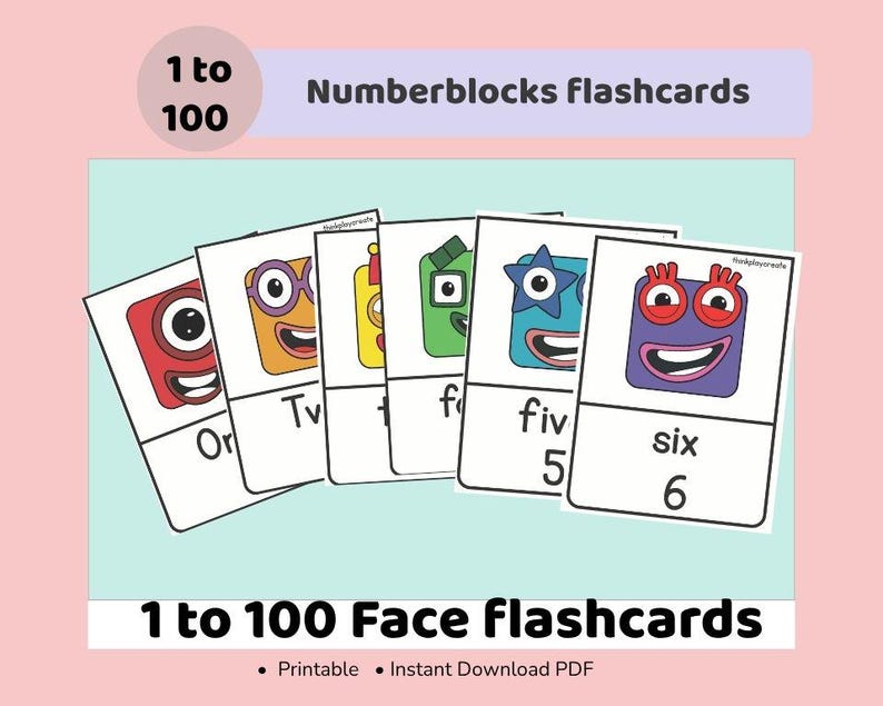 Numberblocks Flashcards 1-100 Printable Counting | Recognition Cards ...