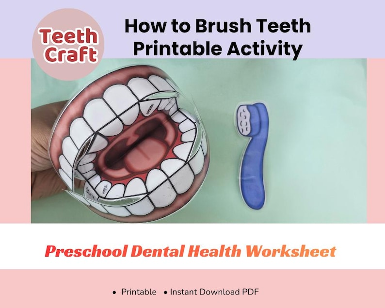 How to Brush Teeth Printable Activity | Cut-and-paste Hook-and-loop ...