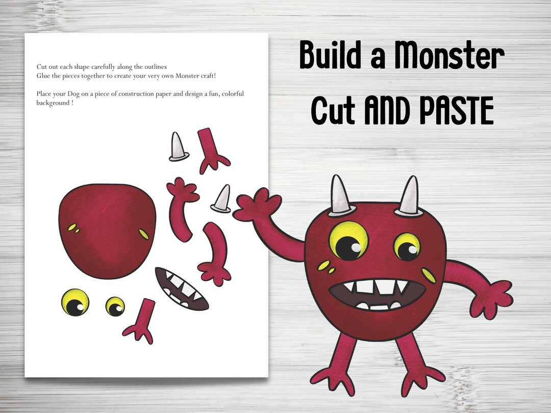 Printable Build-a-monster Craft Kit, Cute and Glue Activity With ...