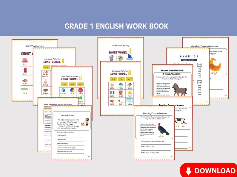 1st Grade Phonics & Sight Words Worksheets | Reading, Grammar, Writing ...