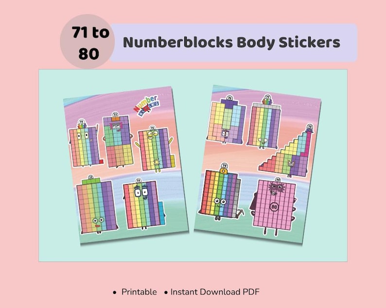 Printable Numberblocks 71–80 Stickers | Kids Math Learning Stickers ...