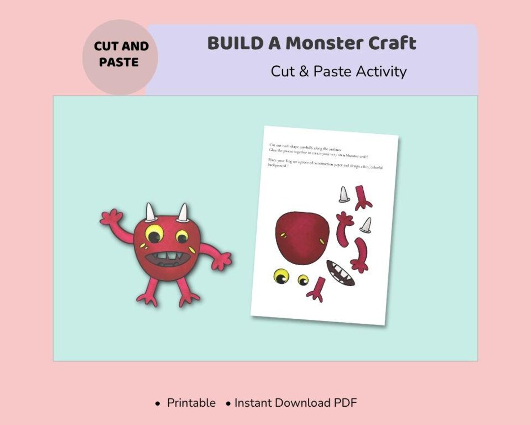 Printable Monster Craft for Kids | Build-a-monster Cut and Paste ...