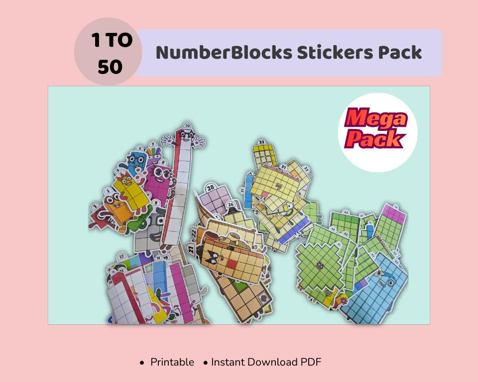 Numberblocks 1-50 Stickers | Printable Body Character Sticker Pack ...