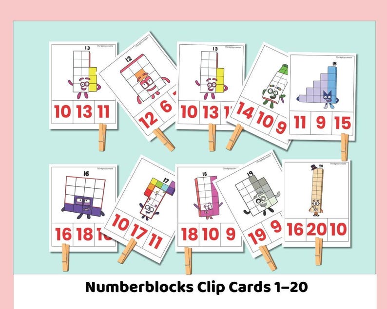 Numberblocks Clip Cards 1–20 | Counting & Number Recognition Activity ...