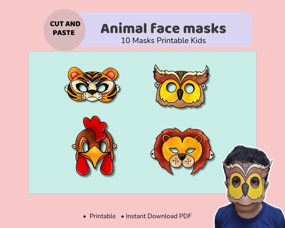 Farm Animal Masks Printable Set (10 Designs) | DIY Costume Craft for ...