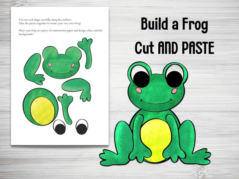 Cut & Glue Activity, Build a Frog Printable for Kids, Preschool ...