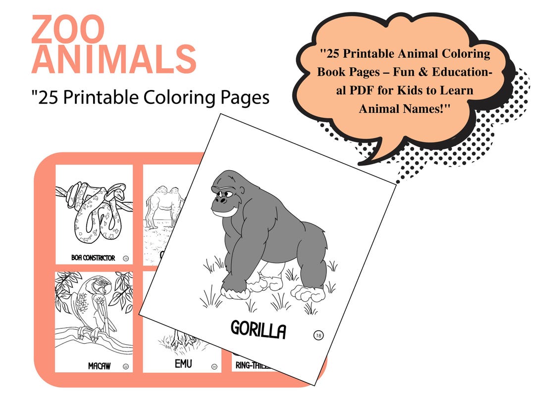 Personalized Coloring Pages – Zoo & Farm Animals | Easy, Bold A4 ...