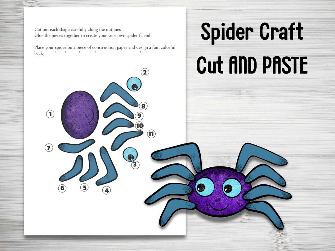 Spider Craft Template | Cut & Glue Printable Activity for Kids | DIY ...