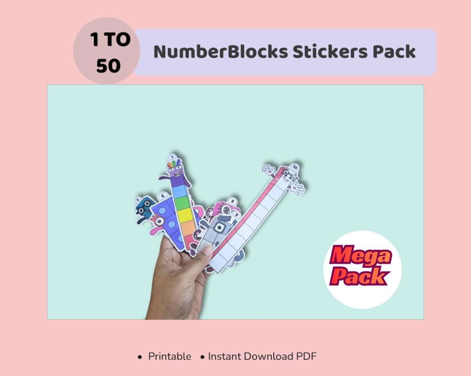 Numberblocks 1-50 Stickers | Printable Body Character Sticker Pack ...