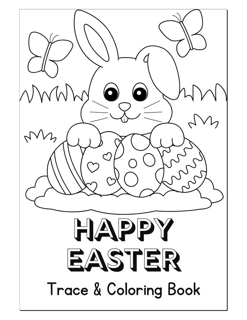 Happy Easter Trace & Coloring Book - Etsy