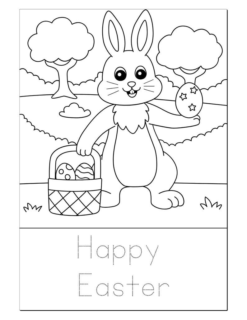 Happy Easter Trace & Coloring Book - Etsy