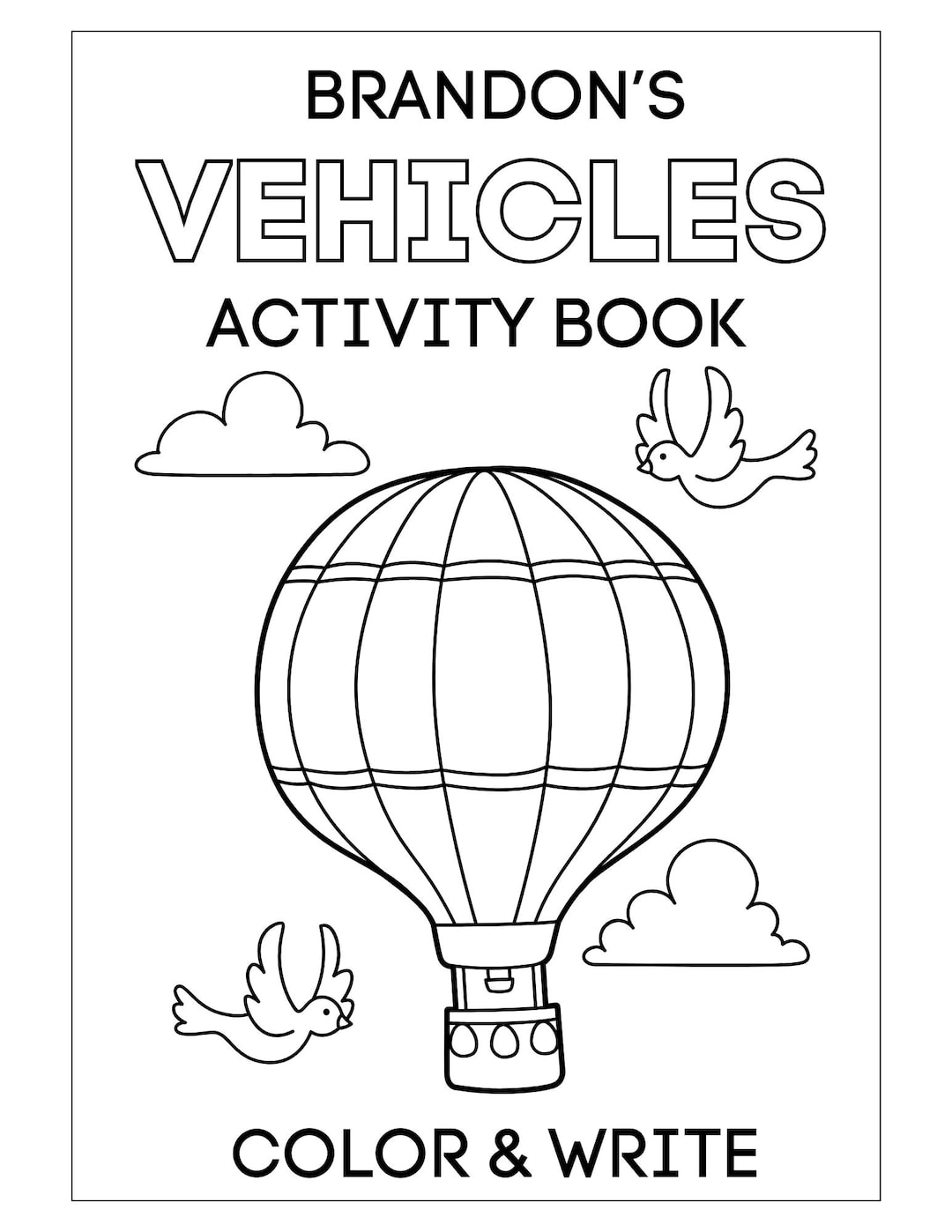 Vehicles Color and Write Activity Book for Children - Etsy