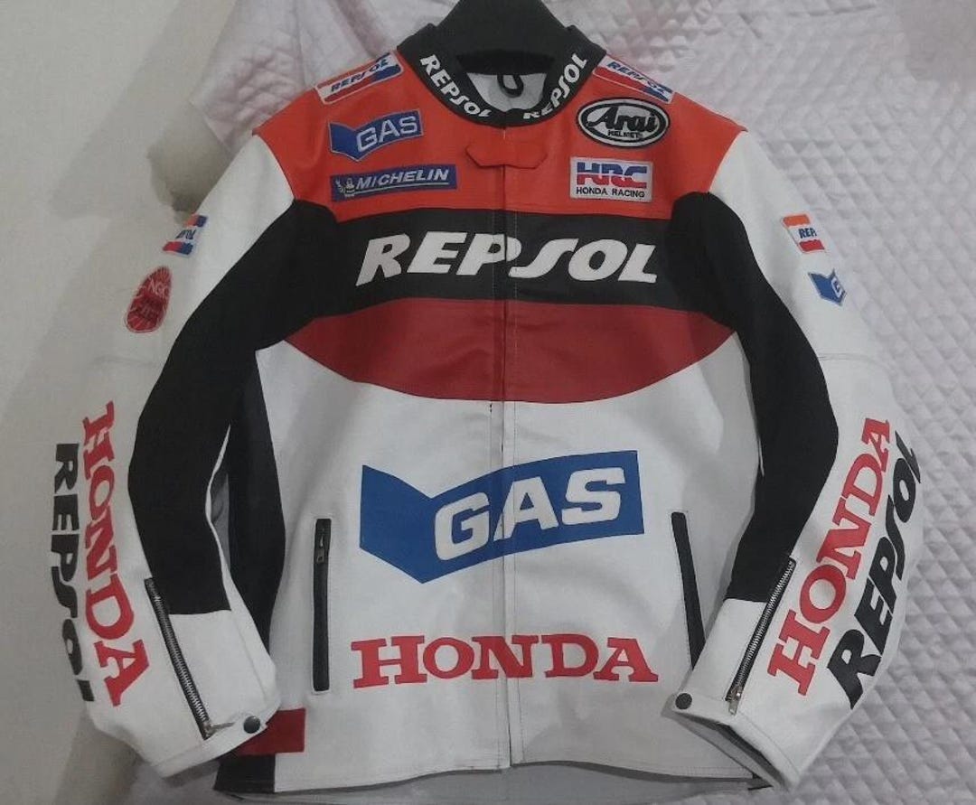 Honda Repsol Gas Motorbike/motorcycle Leather Jacket Racing Biker ...