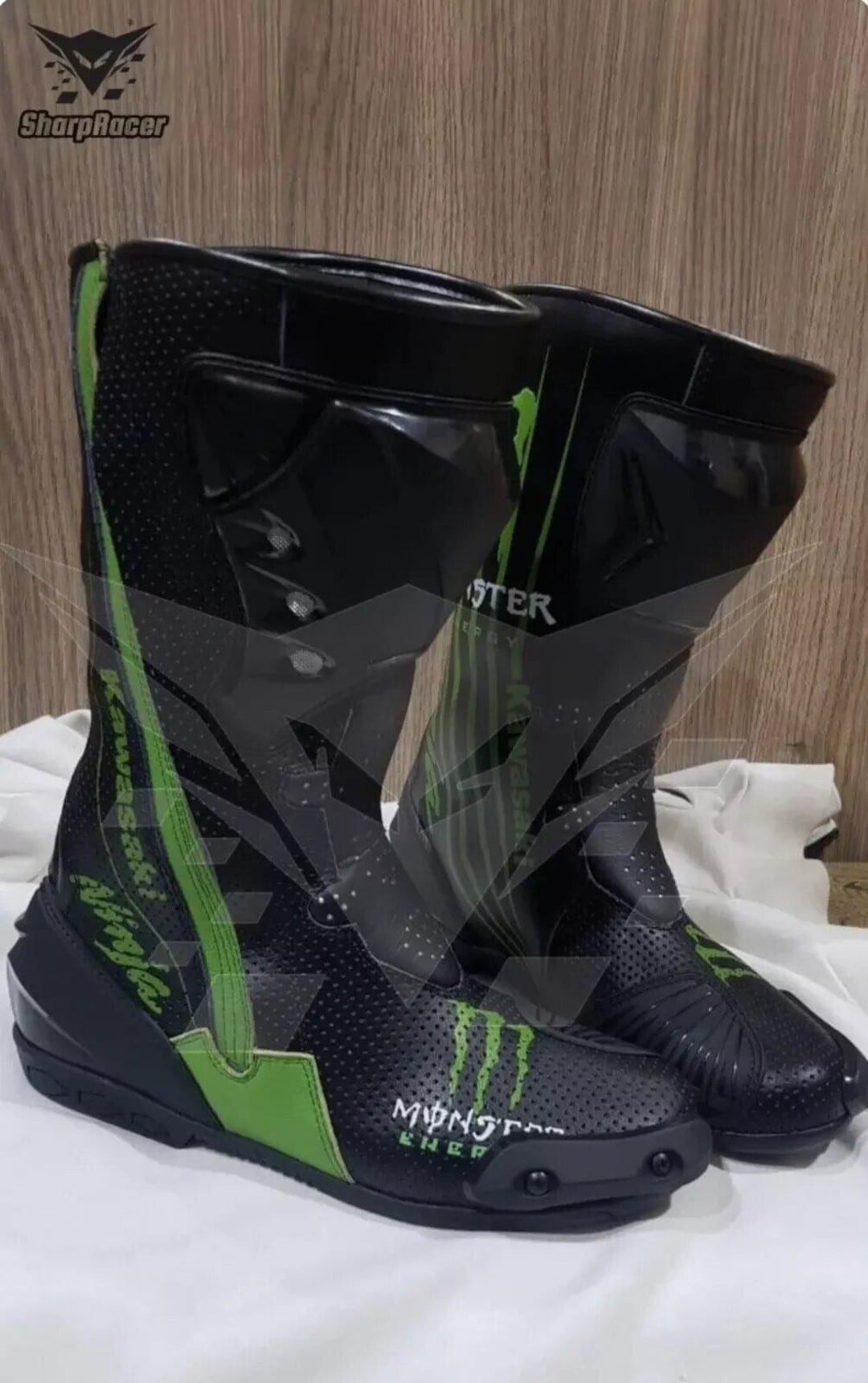 Kawasaki Motorcycle Riding Boots Genuine Leather Motorcycle Racing ...