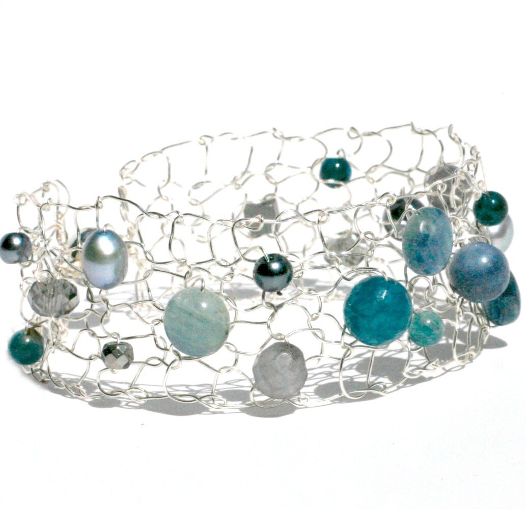 Beaded Bracelet Titanium Bracelet Kyanite Bracelet Angelite Bracelet ...