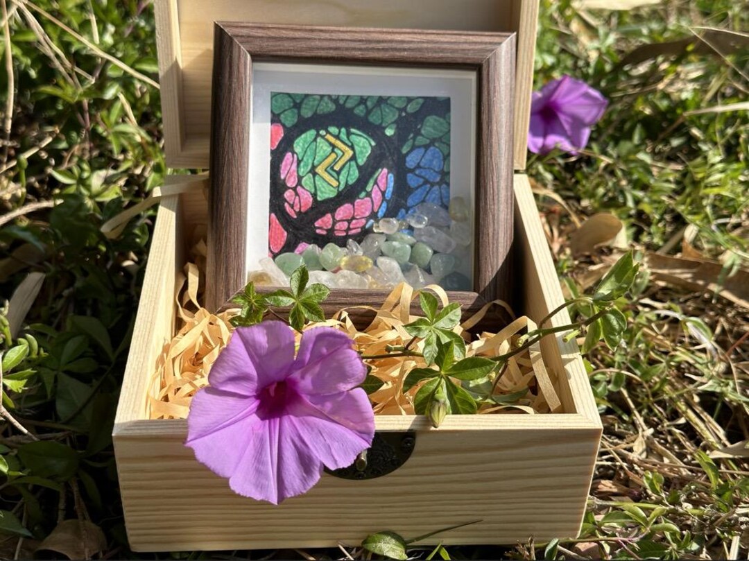 Jera Rune Shadowbox With Crystals, Norse Elder Futhark Harvest Symbol ...