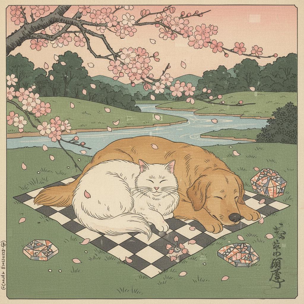 Custom Japanese Pet Portrait: Kawaii Ukiyo-e Cat or Dog Art - Etsy