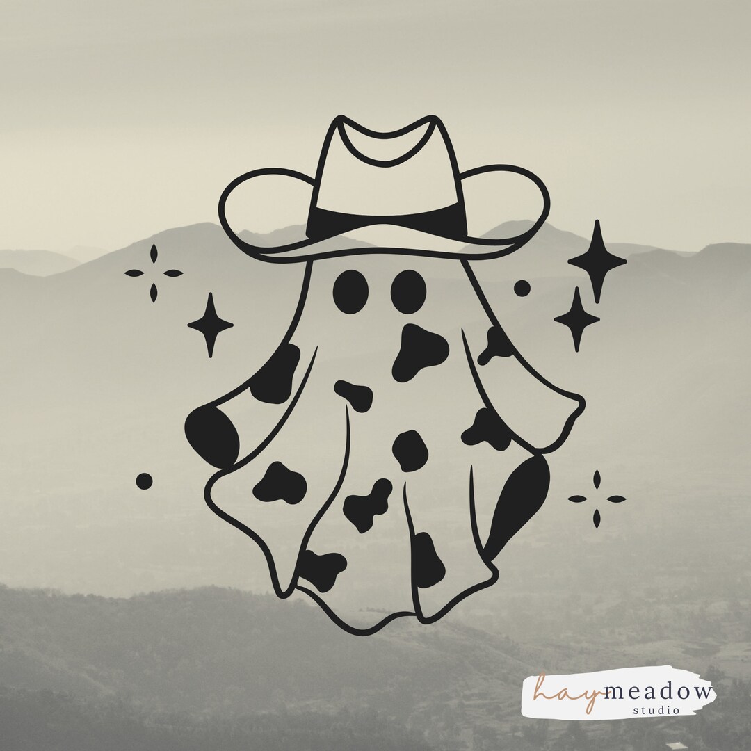 Cowboy Ghost Vinyl Decal Cute Ghost Sticker, Halloween Decal, Laptop ...