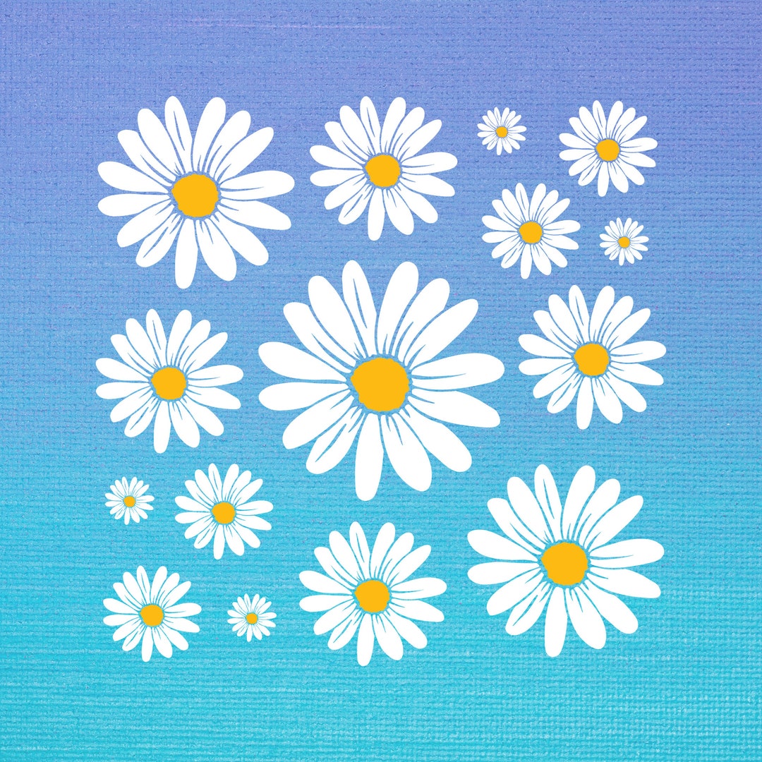 Set of 15 Simple Daisies Vinyl Decals Wildflower Decal, Daisy Sticker ...