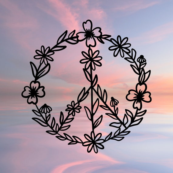 Flower Peace Sign Vinyl Decal Nature Sticker Mirror | Etsy