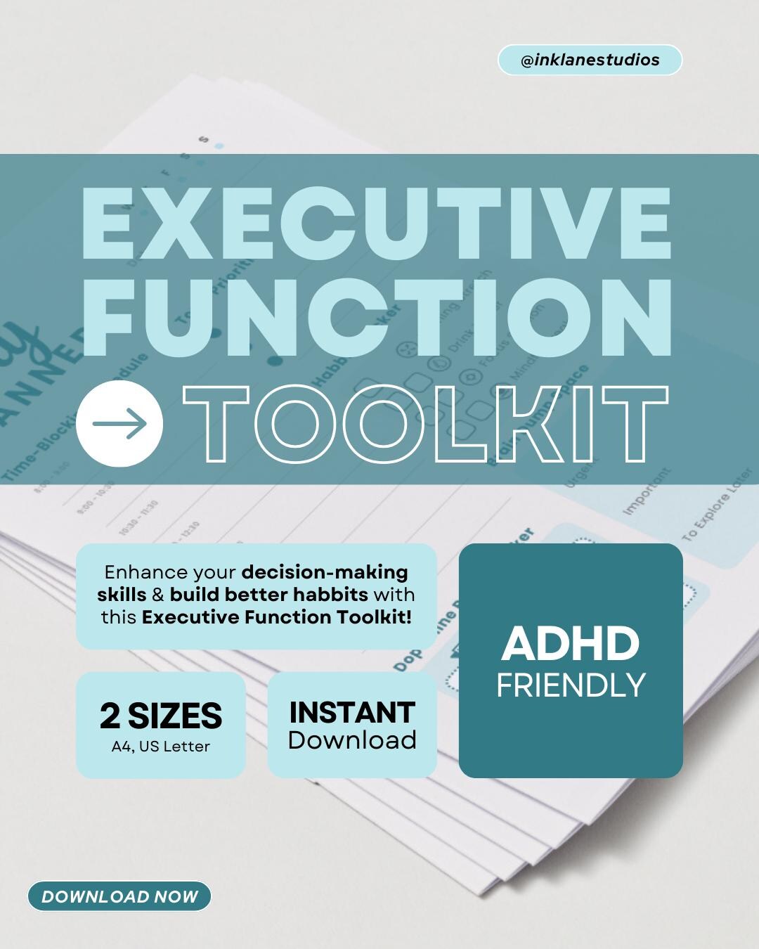 Executive Function Toolkit ADHD Planner Decision Flowchart & Habit ...