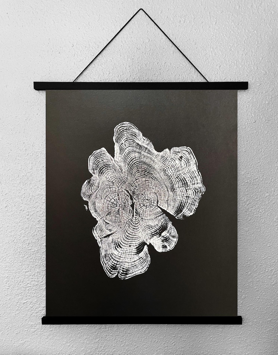 Red Cedar Woodcut Print on Black, Tree Ring Art, Natural Wall Art ...