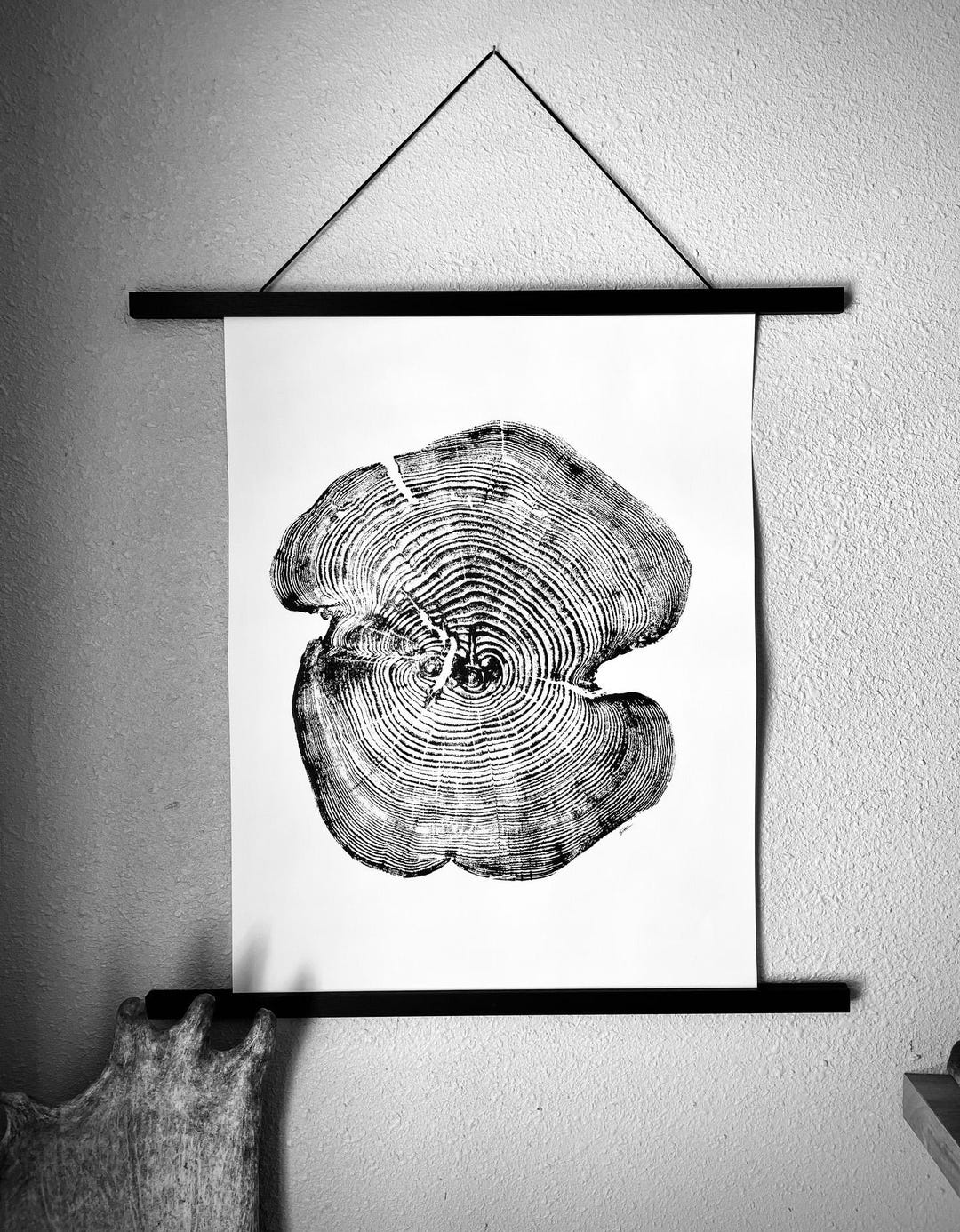Red Pine Woodcut Print, Tree Ring Art, Natural Wall Art, Handmade in ...