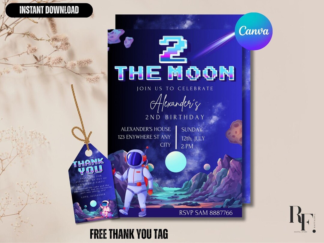 Editable Outer Space Birthday Invitation Template, Planets Rocket Ship ...