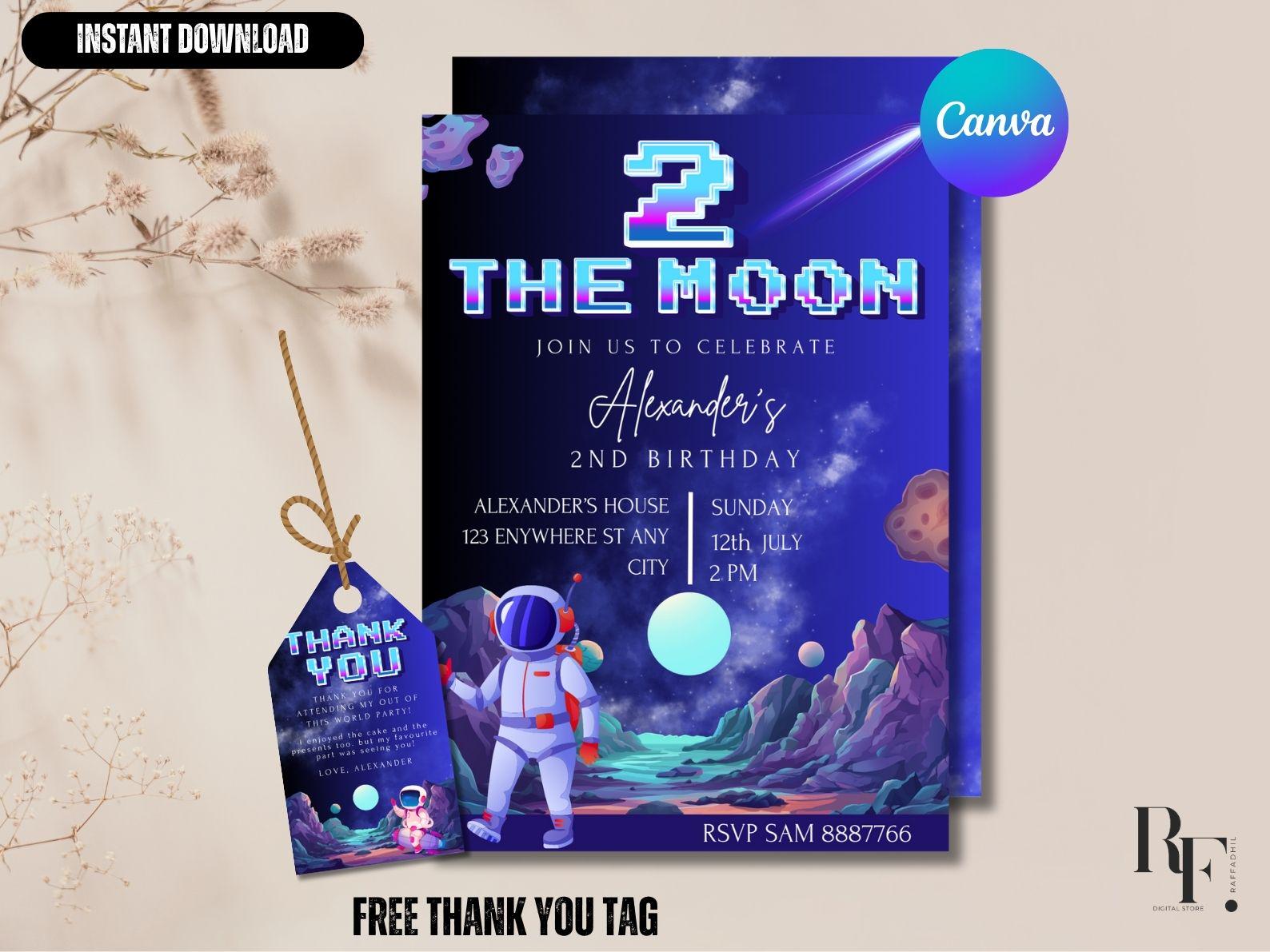 Editable Outer Space Birthday Invitation Template, Planets Rocket Ship ...