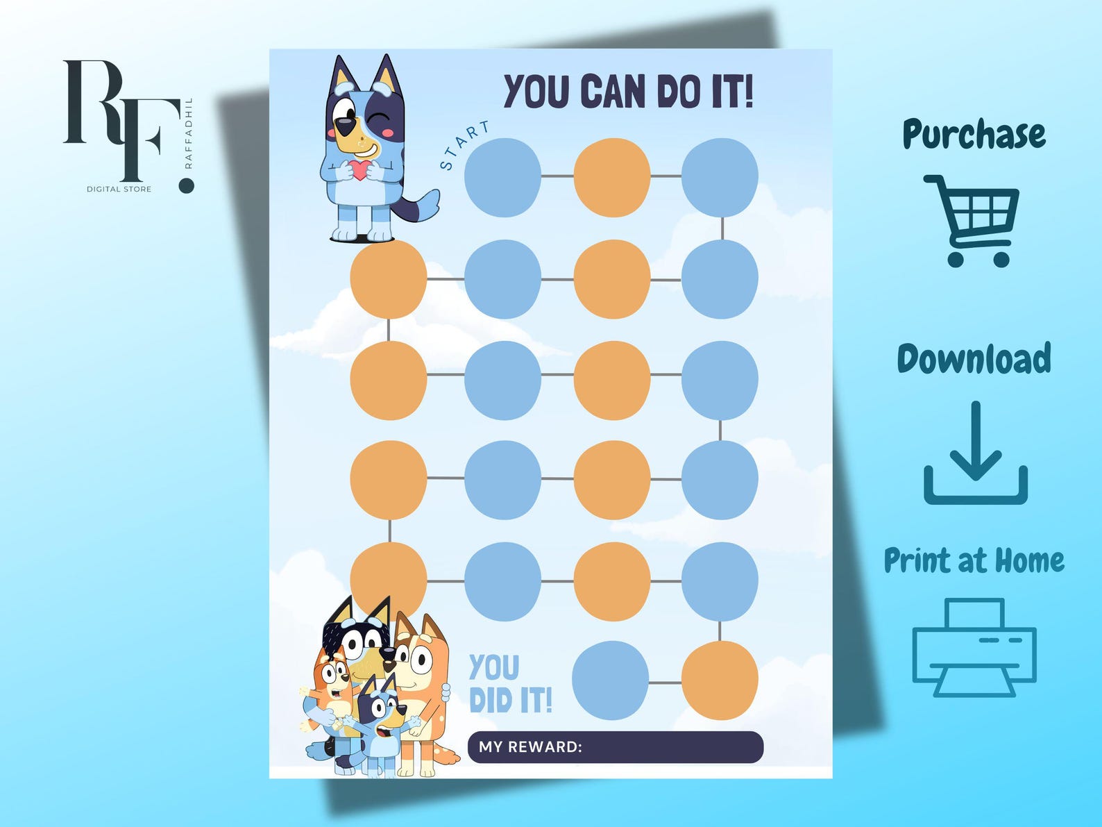 Bluey Reward Chart – Kids Chore & Behavior Tracker (printable PDF/PNG ...