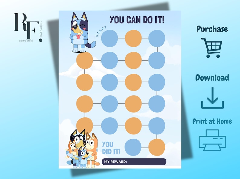 Bluey Reward Chart – Kids Chore & Behavior Tracker (printable PDF/PNG ...
