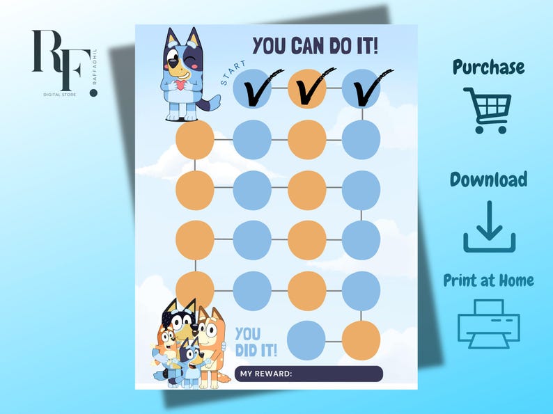 Bluey Reward Chart – Kids Chore & Behavior Tracker (printable PDF/PNG ...
