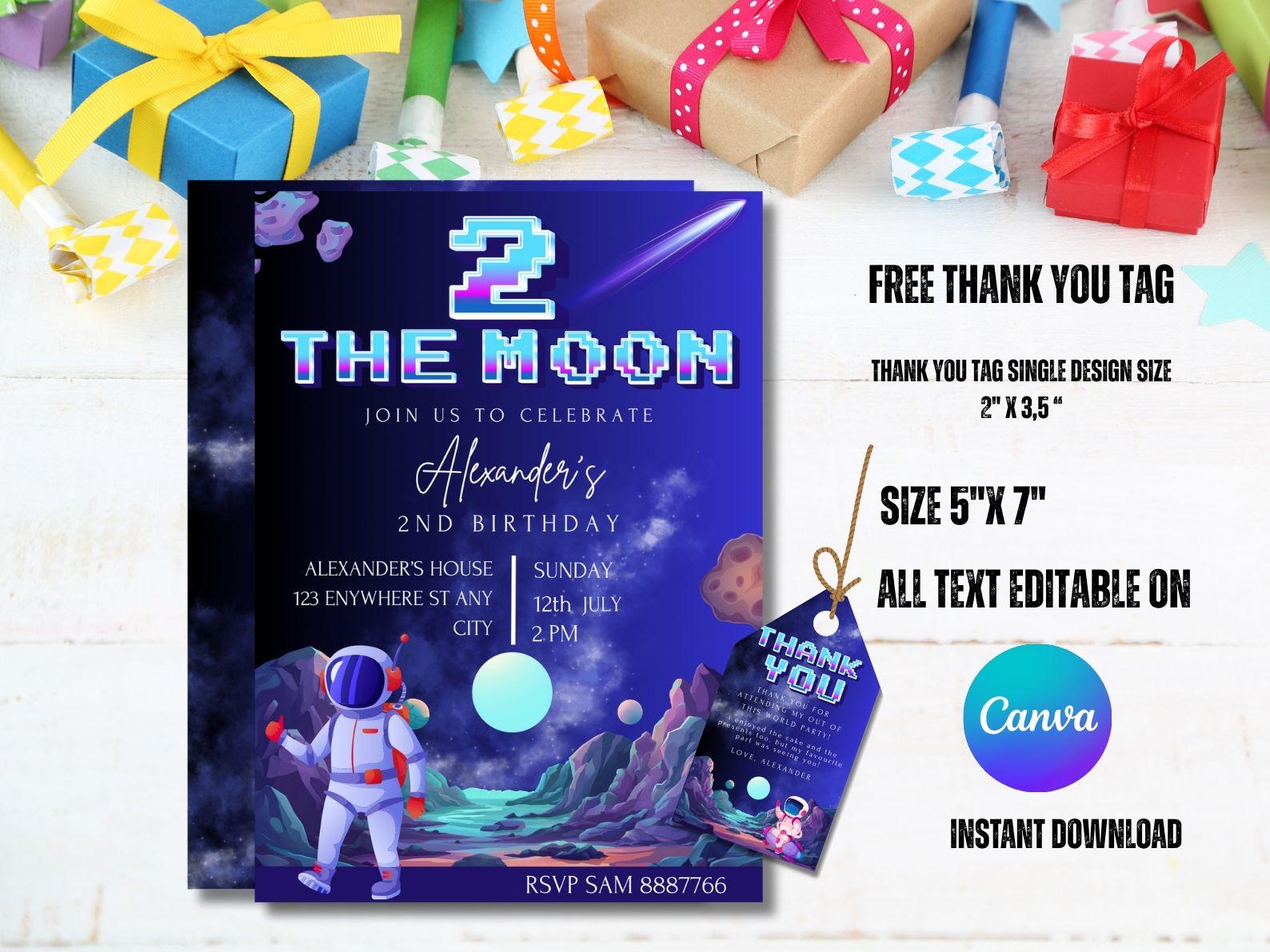 Editable Outer Space Birthday Invitation Template, Planets Rocket Ship ...