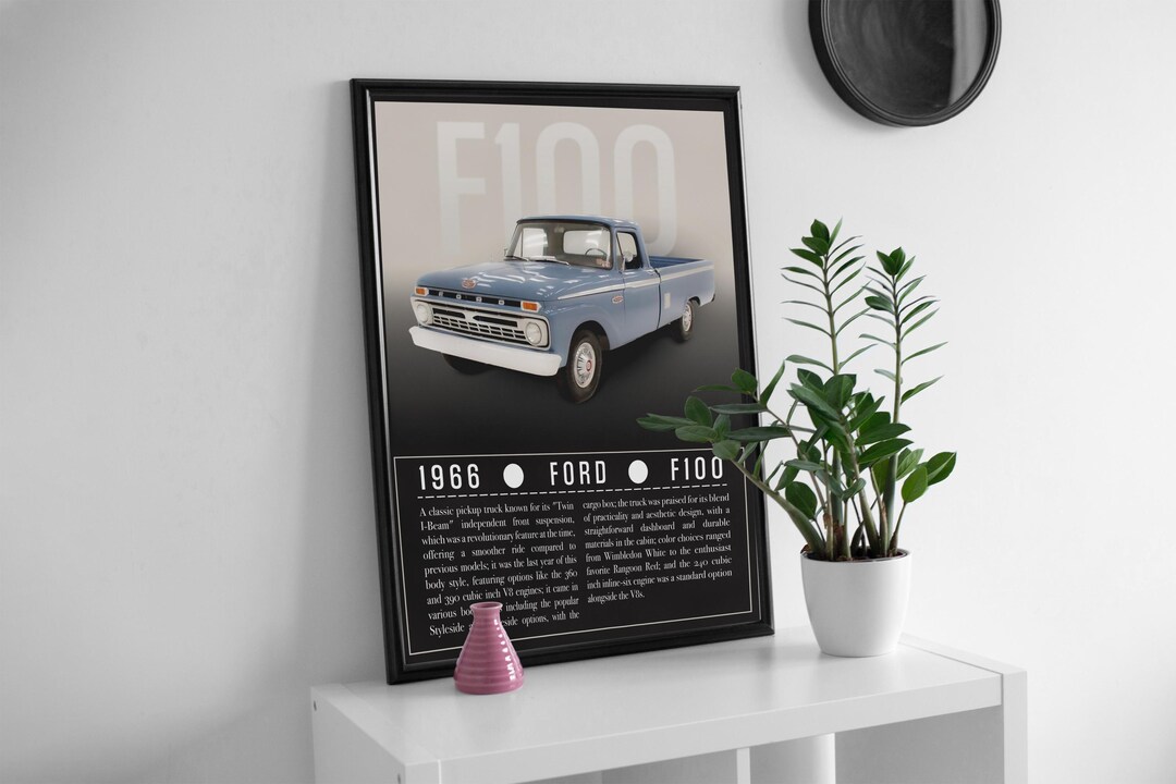 1966 Ford F100 Poster | Vintage Truck Wall Art, Classic American Pickup ...