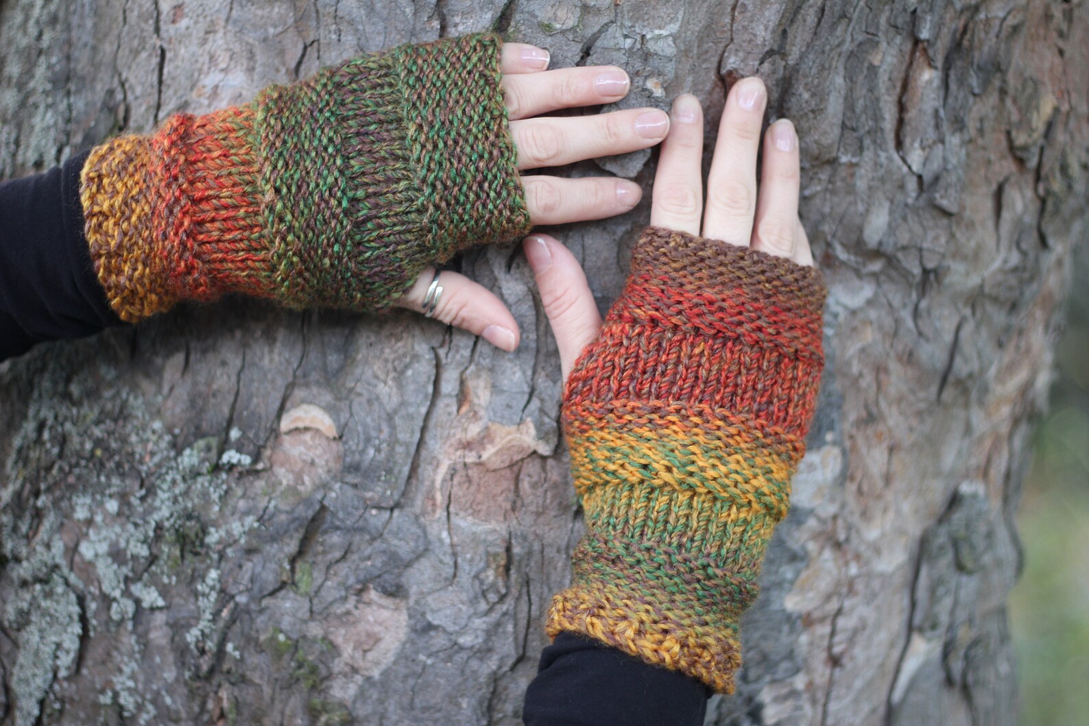 Comfy Mittens in the Shades of Autumn Fingerless Gloves - Etsy