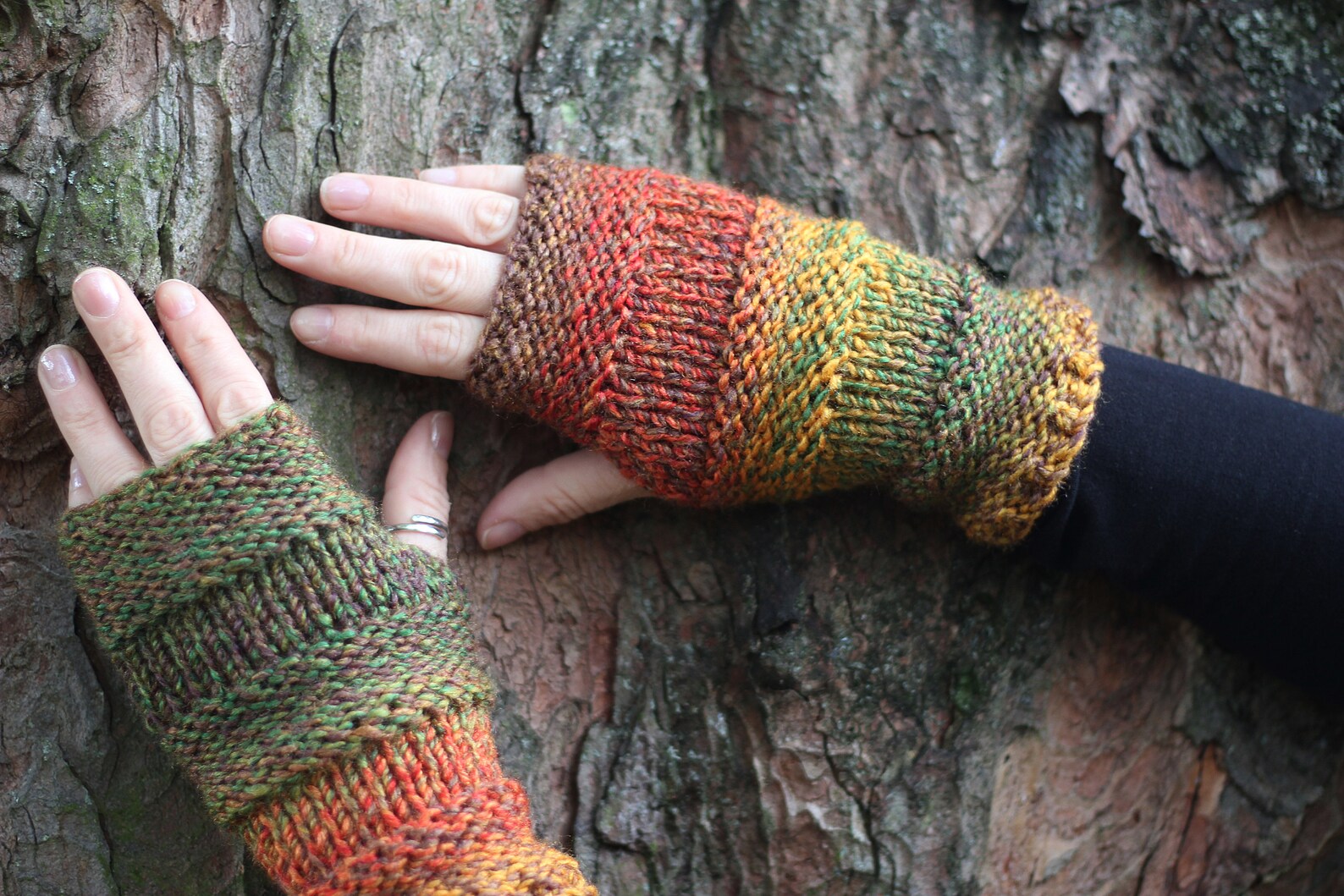 Comfy Mittens in the Shades of Autumn Fingerless Gloves - Etsy