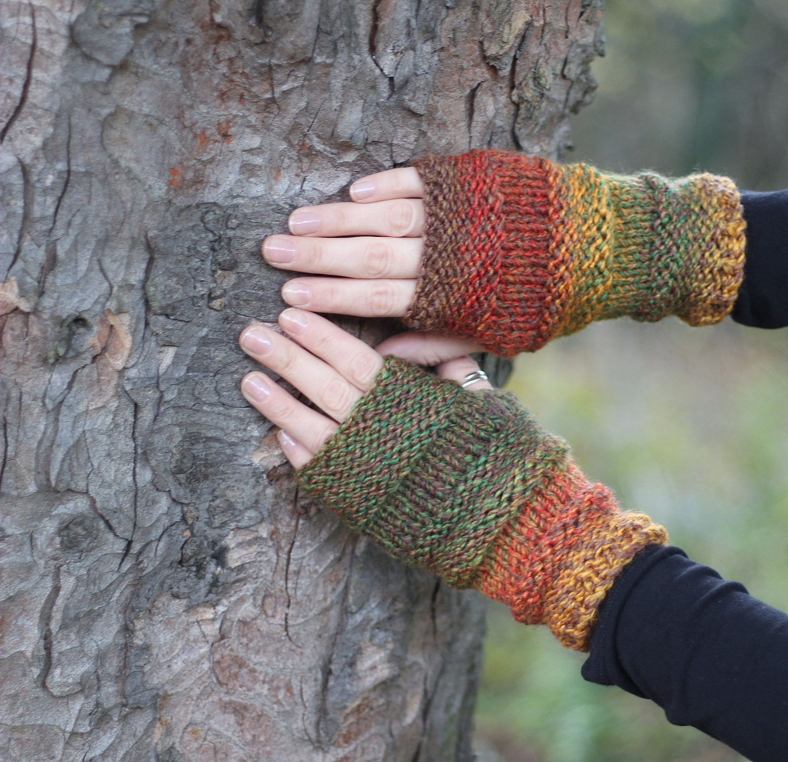 Comfy Mittens in the Shades of Autumn Fingerless Gloves - Etsy